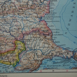 BULGARIA Old Map of Bulgaria Antique Print About Bulgarian Area Sofia ...