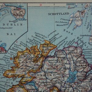 IRELAND Old Map of Ireland 1928 Detailed Vintage German Print About ...