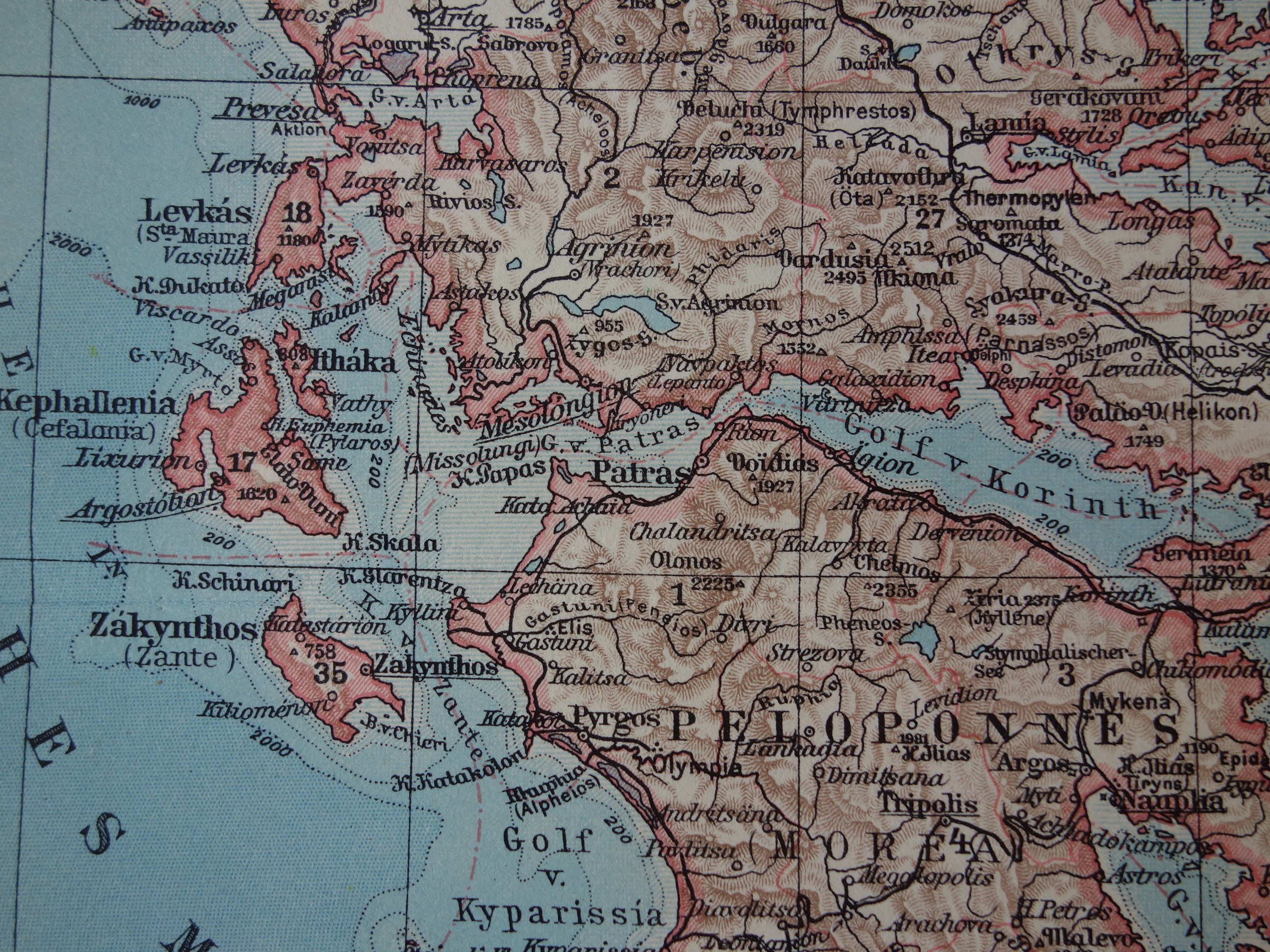 GREECE Old Map of Greece 1931 Detailed Original Antique Print About ...