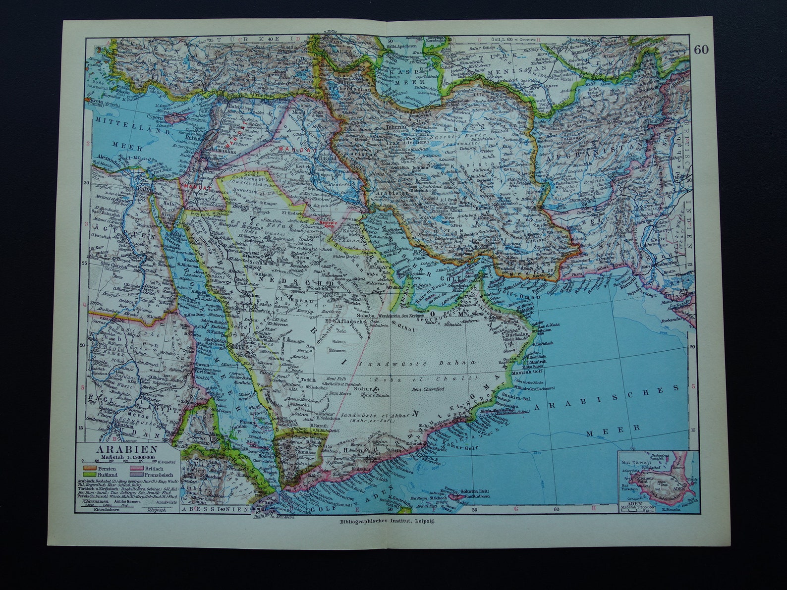 Old Map of Saudi Arabia 1928 Original Vintage Print About Oman | Etsy