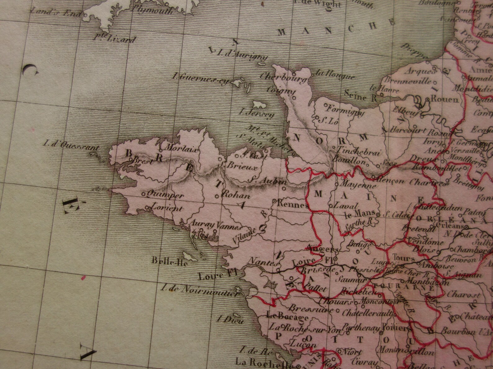 Antique Map of France Original 1838 Old Hand-colored Print - Etsy