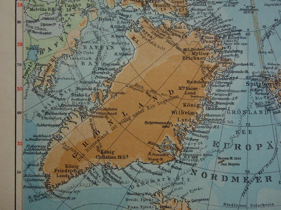 ARCTIC Old Map of Arctic Region 1928 Detailed Antique Print - Etsy