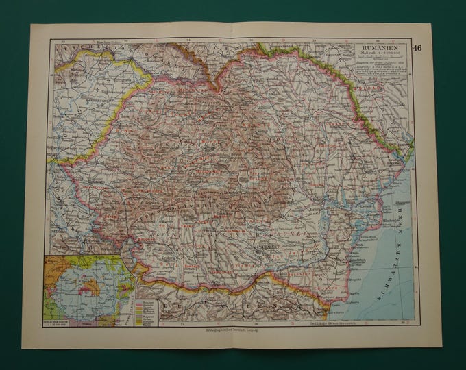 Old Map of Romania 1928 Vintage Print About Rumania Inset Maps of ...