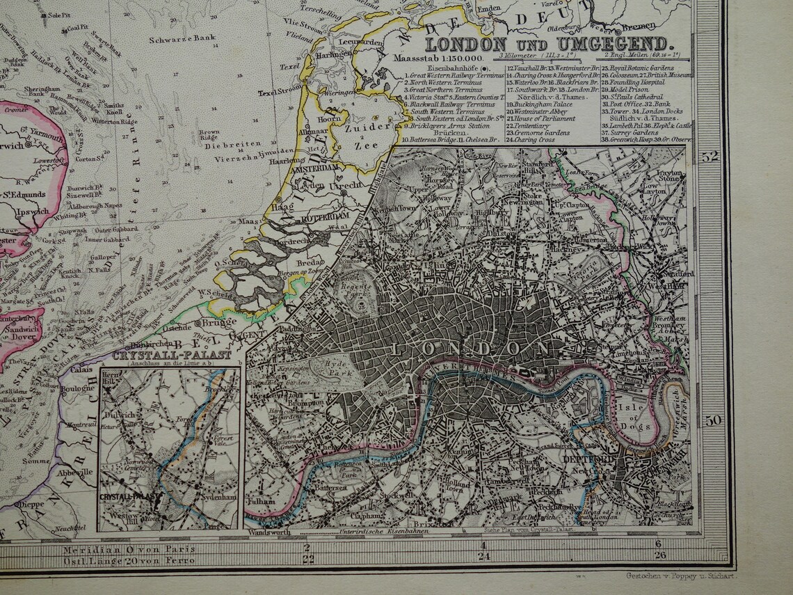 ENGLAND Old Map of Great-britain 1884 Large Original Antique | Etsy