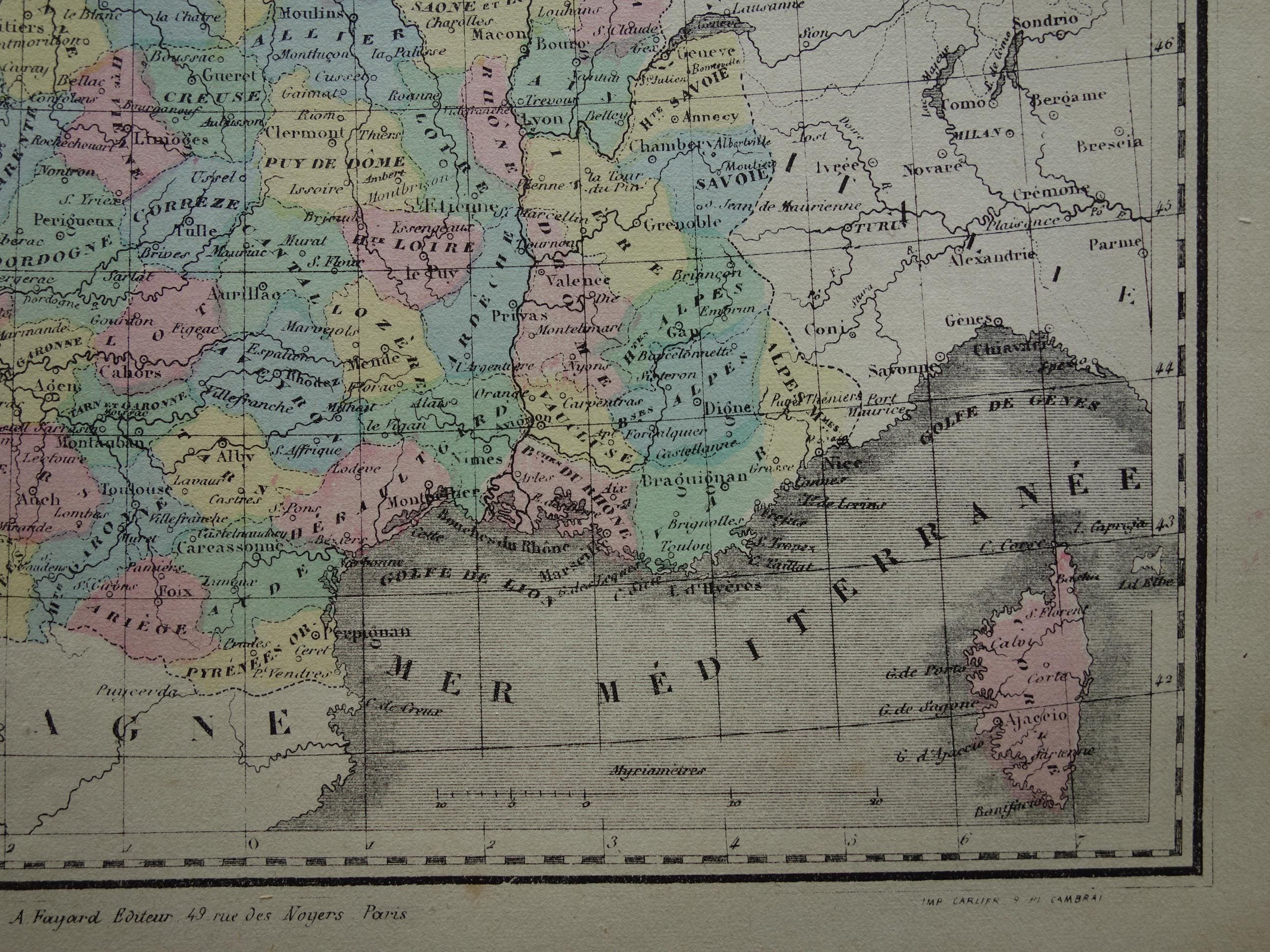 FRANCE Old Map of France 1877 Antique French Print About Departements ...