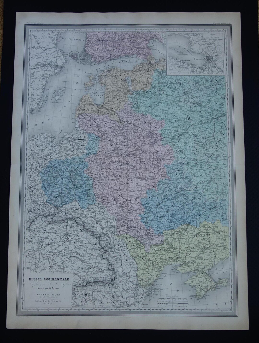 Large Original Antique Map Baltic States Poland European Russia 1880 ...