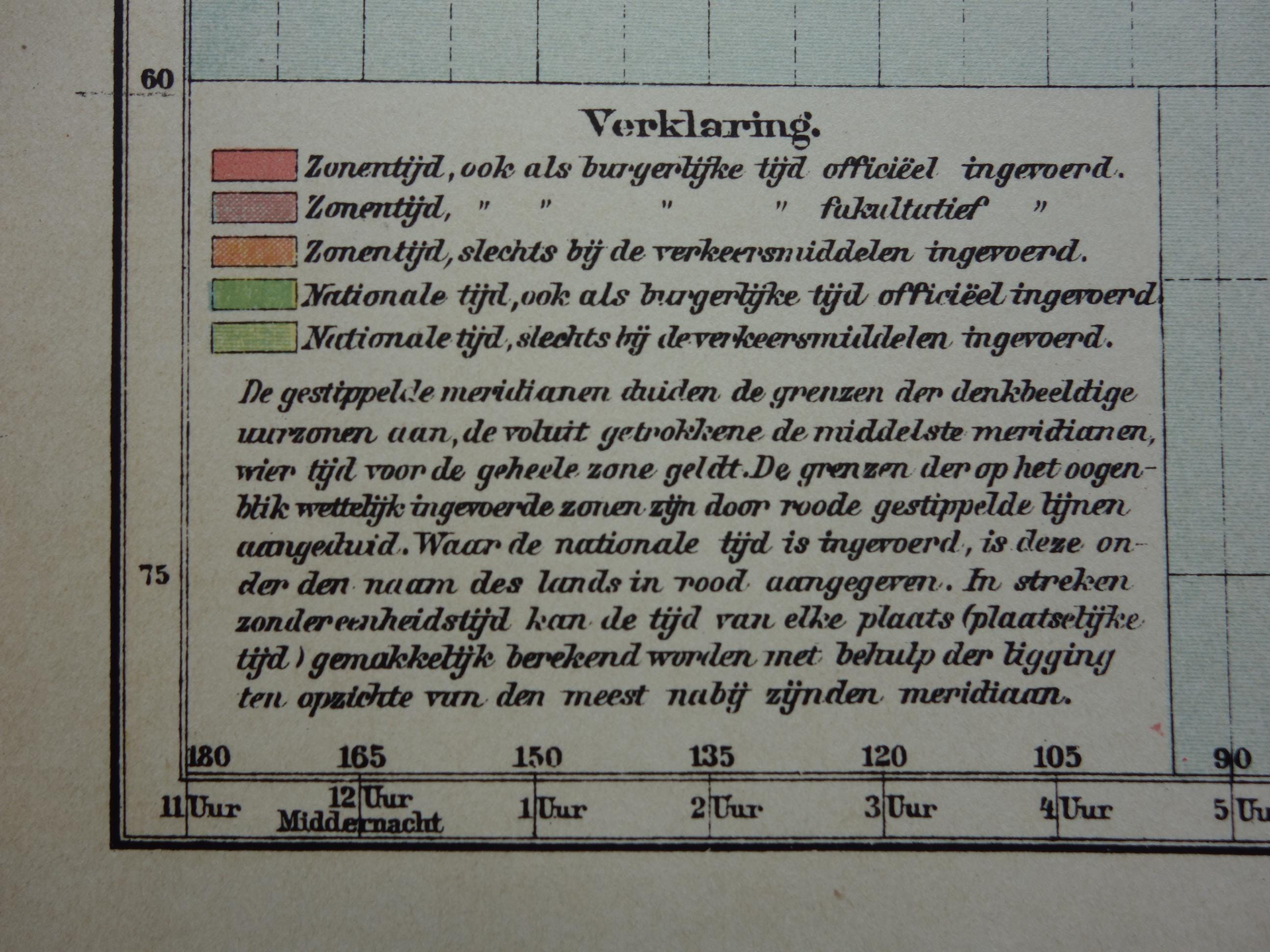 World Time Zone Map Vintage Map of the World 1907 Original Old Dutch ...