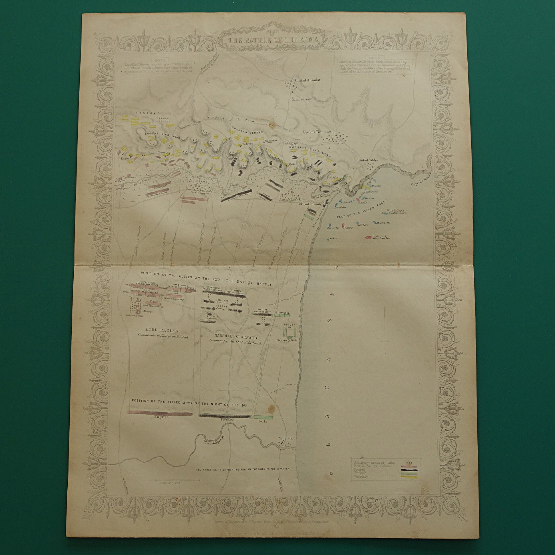 Battle of the Alma Old Map 1858 Original Antique Illustration of ...