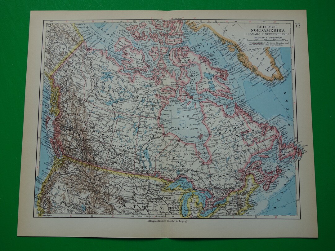 Vintage Map of Canada From 1931 Old Antique Print About British America ...