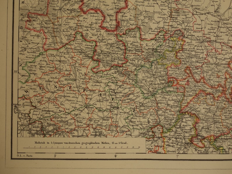 Large Old Map of Northern Germany Original 1860 Antique Print - Etsy