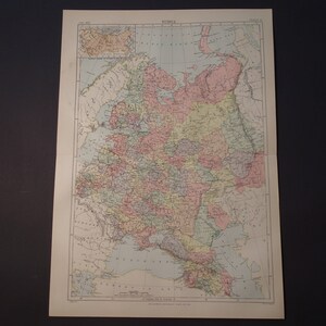 RUSSIA Old Map of European Russia 1886 Original Antique English Print ...