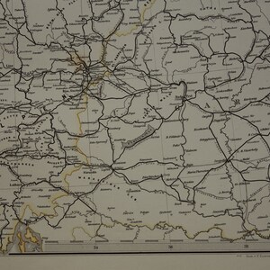 1878 Antique Railway Highway Map of Germany Poland Holland Old Vintage ...