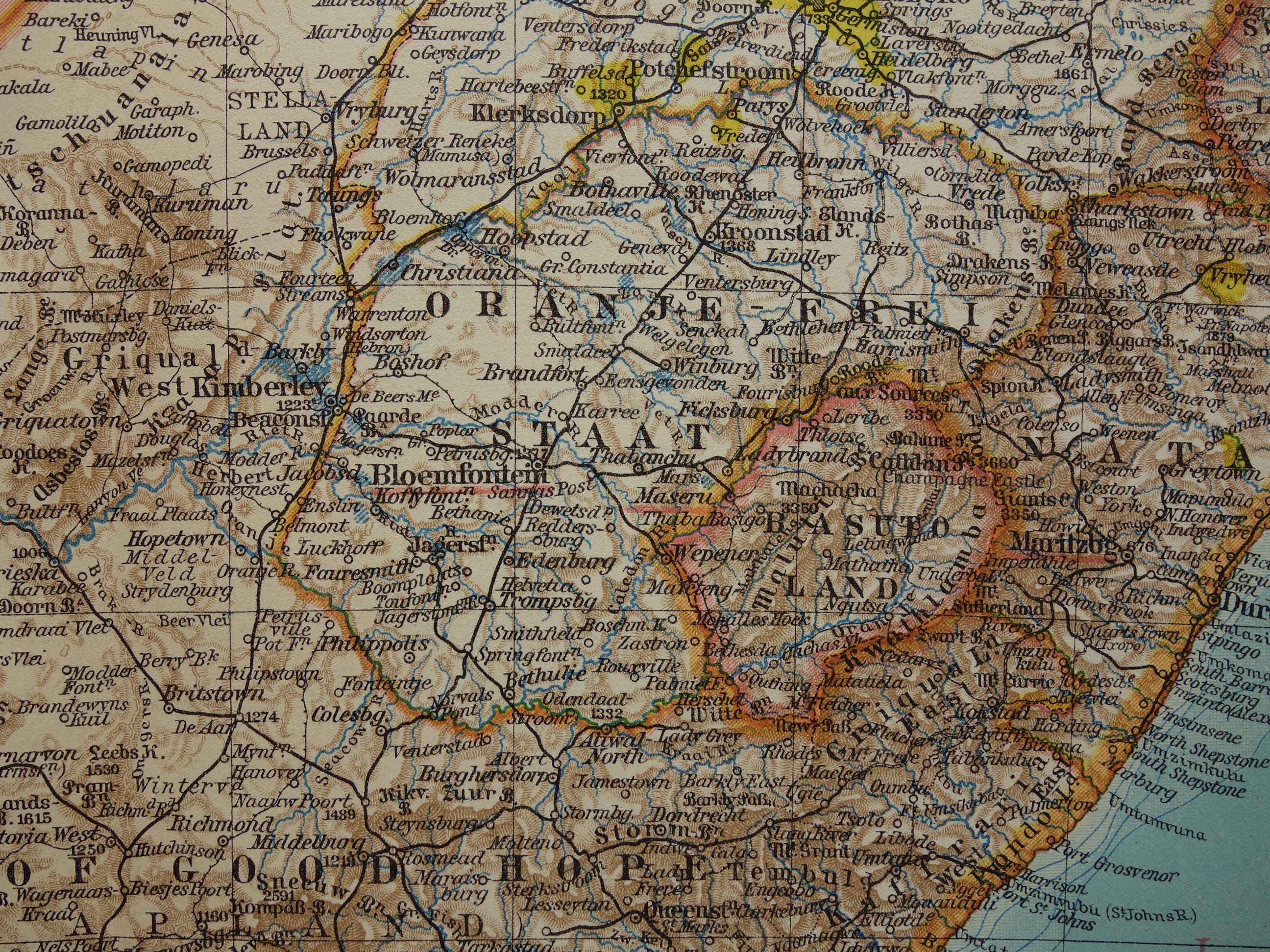 Old Map of South Africa 1928 Original Vintage Print About Namibia ...