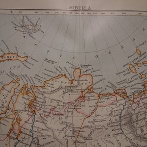 SIBERIA Old Map 1887 Original Antique English Print Poster of Russia ...