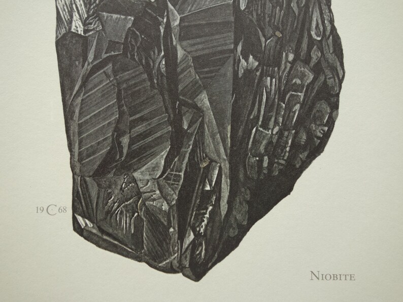 Vintage Mineral Print Set 3 Matching Prints of Minerals Stone Rocks ...