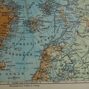 ARCTIC Old Map of Arctic Region 1928 Detailed Antique Print About Polar ...