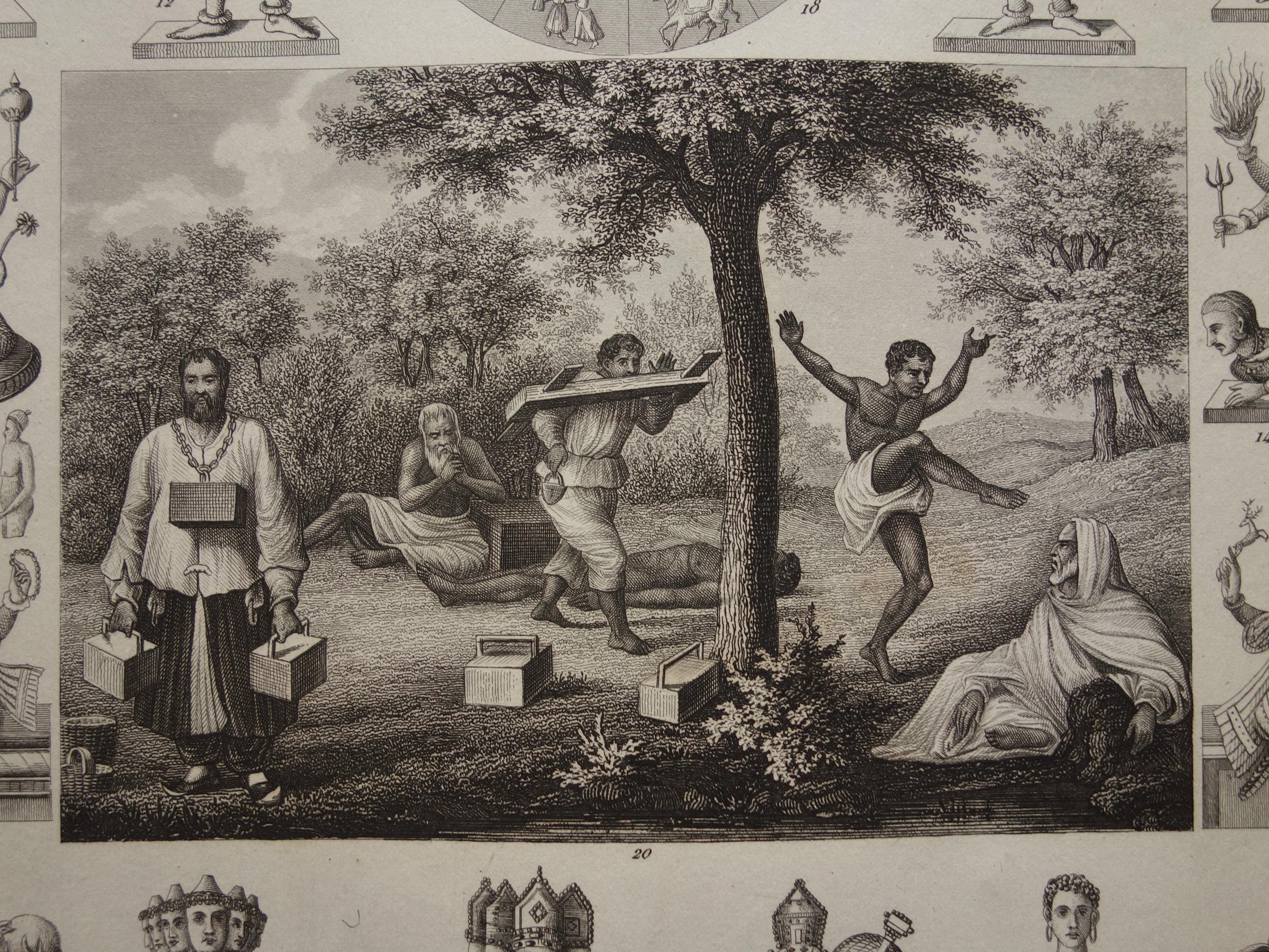 Hinduism Antique Print Original 175+ Years Old Illustration Vishnu ...