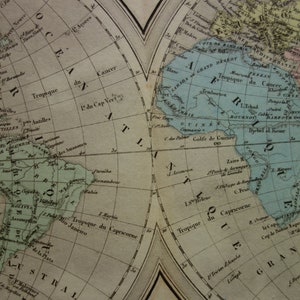 Antique WORLD Map 180 Years Old Map of the World 1838 Hand-colored ...