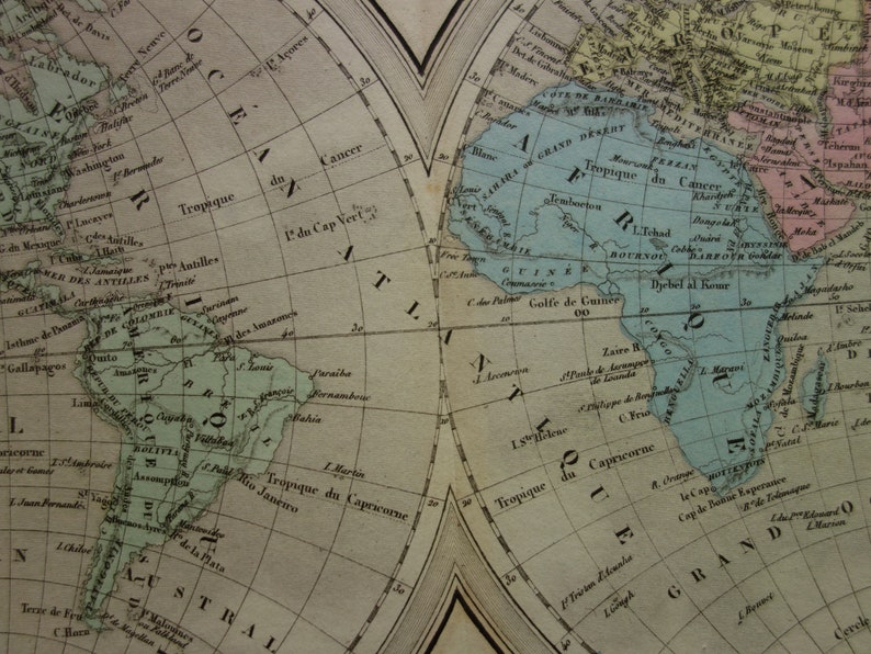 Antique WORLD Map 180 Years Old Map of the World 1838 - Etsy
