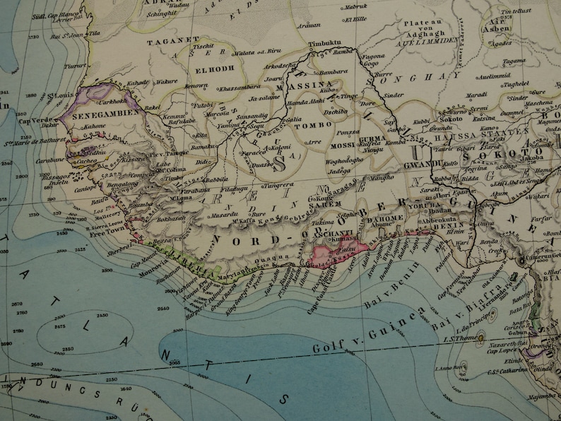 Antique Colonial Map of Africa Beautiful Original 1880 - Etsy