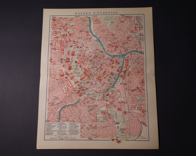 Old Map of Vienna Beautiful Dutch Antique City Plan - Etsy