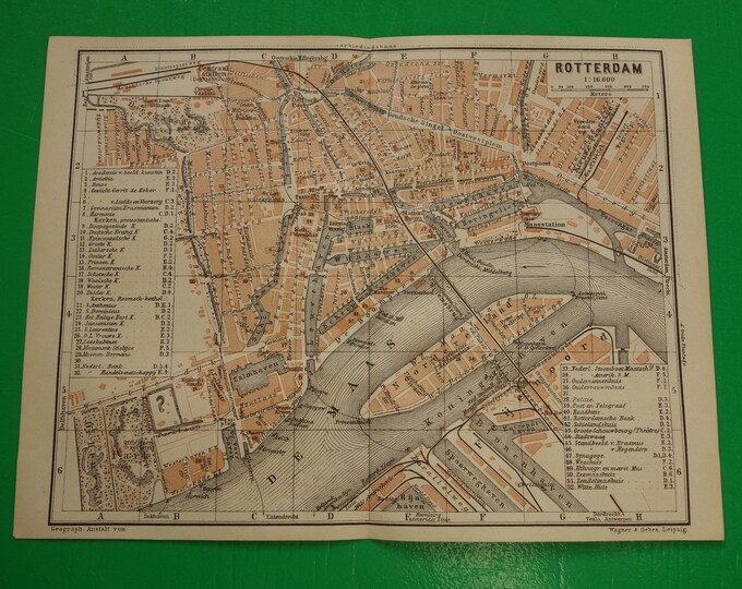 ROTTERDAM Old Map of Rotterdam Holland 1904 Original Antique - Etsy