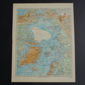 ARCTIC Old Map of Arctic Region 1928 Detailed Antique Print - Etsy