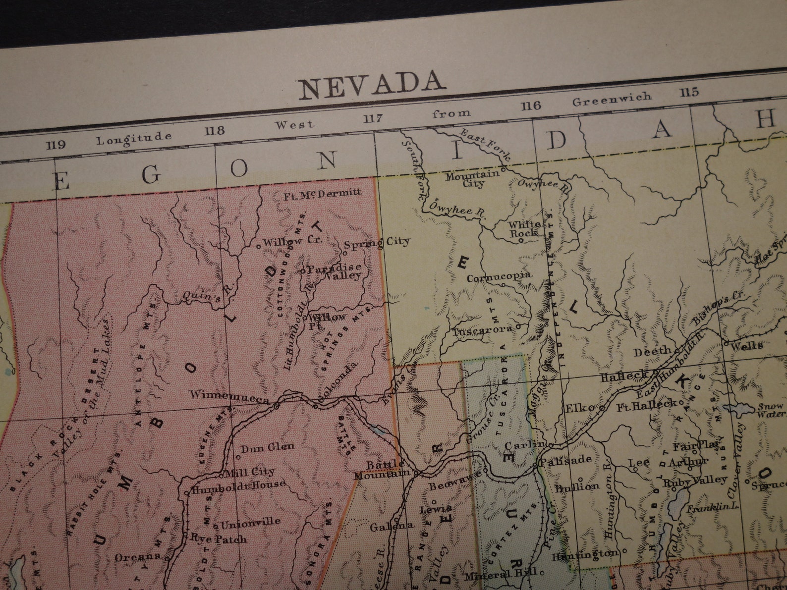 NEVADA Old Map of Nevada 1884 Original Antique Print/poster - Etsy