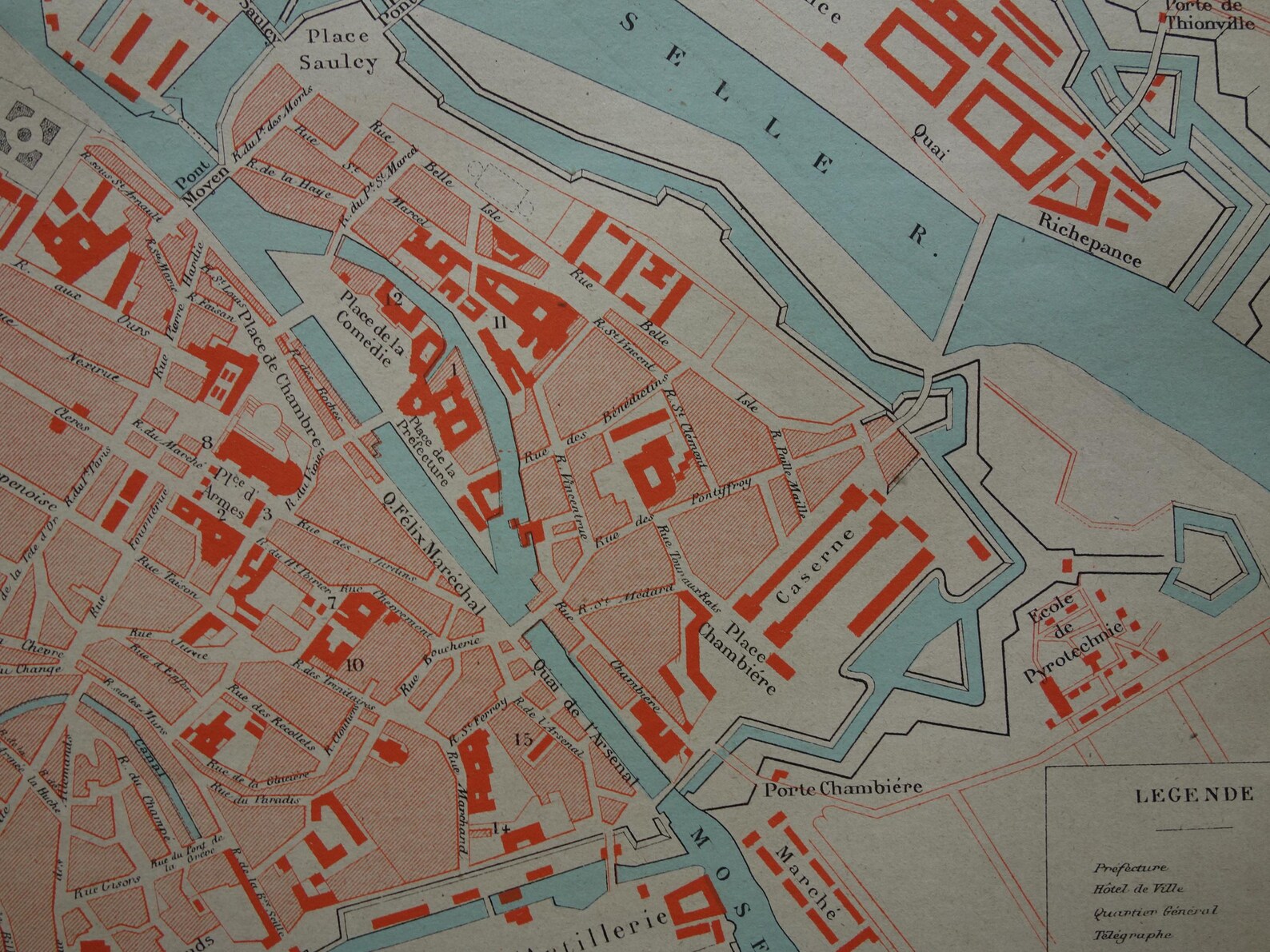 METZ Old Map Original 1877 Antique French Print of Metz France Vintage ...