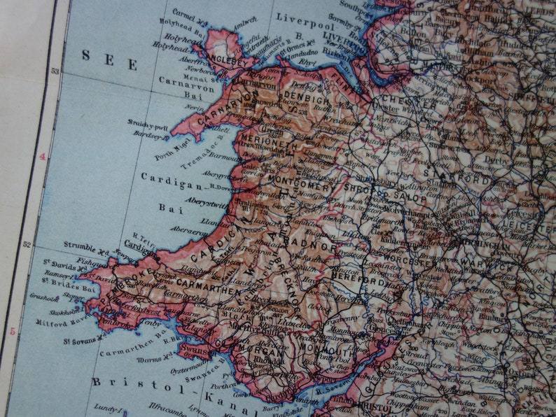 Old Map of England and Wales Original 1926 Antique Vintage - Etsy