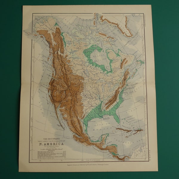 Physical Map of North America - Etsy