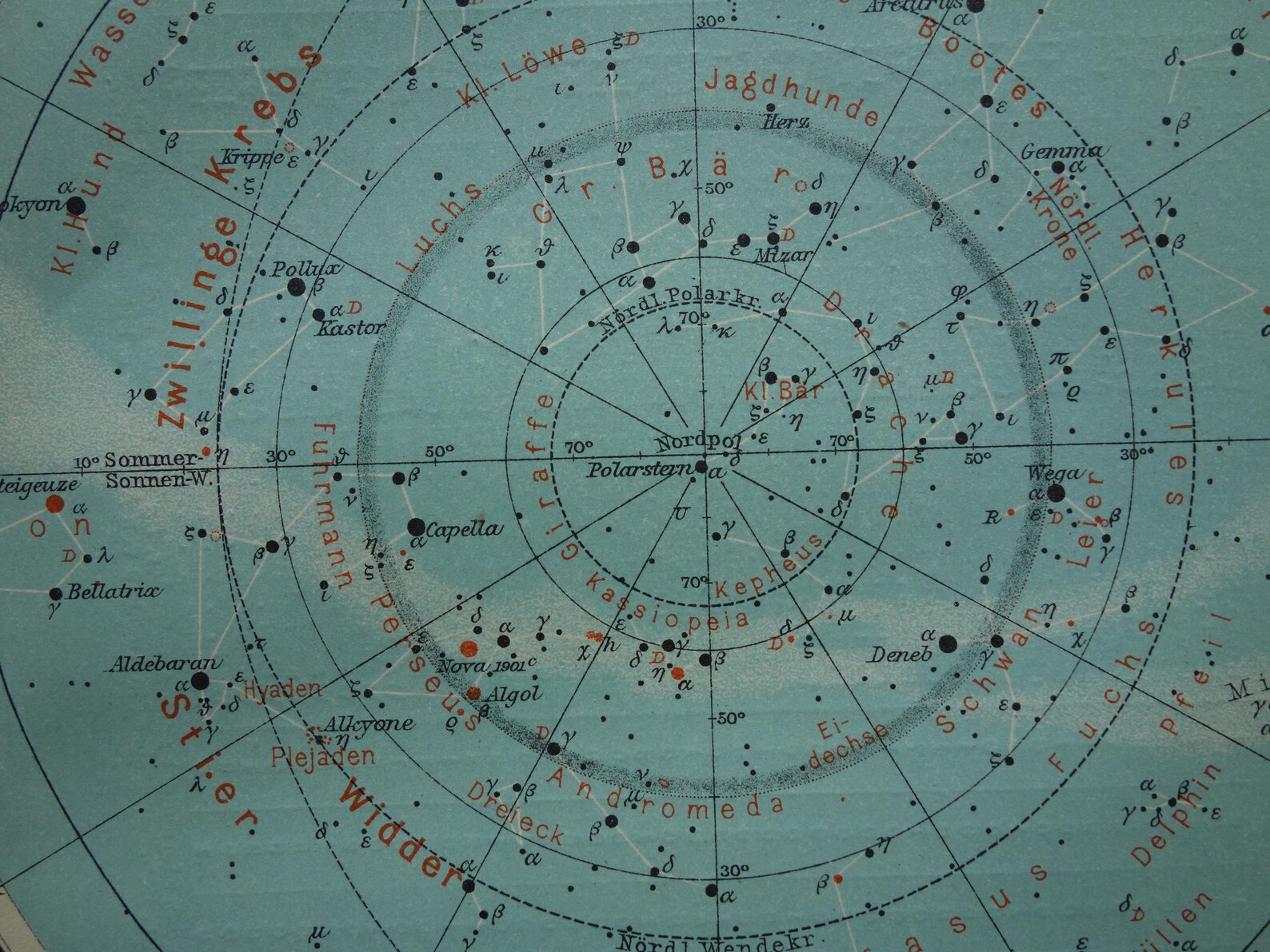 Star Chart and Pictures of Constellations 1921 Antique Print of the Sky ...