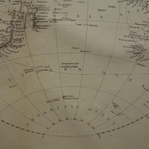 WORLDMAP Old Map of the World 1860 Original English Double Hemisphere ...