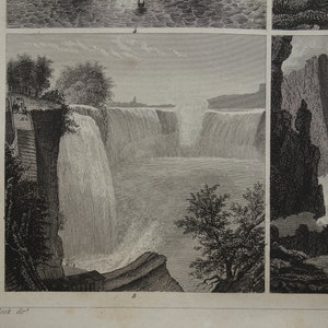 Old GEOLOGY Print of Volcanoes and Waterfalls 170+ Years Old Antique ...
