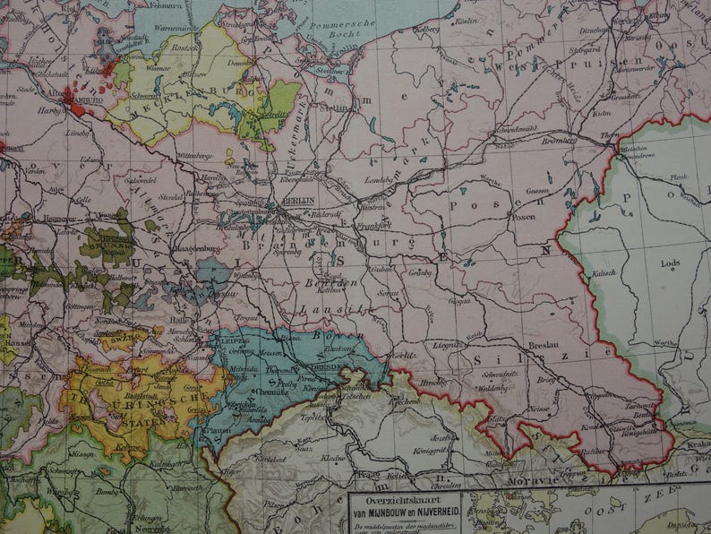 GERMANY Old Map of Germany 1907 Antique Detailed Map German Empire ...