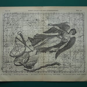 Antique Astrology Print Old Star Chart Vintage Astronomy Map Poster of ...