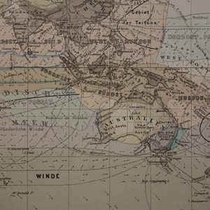 Large Old World Map About Winds and Climate Big Dated Print With Air ...