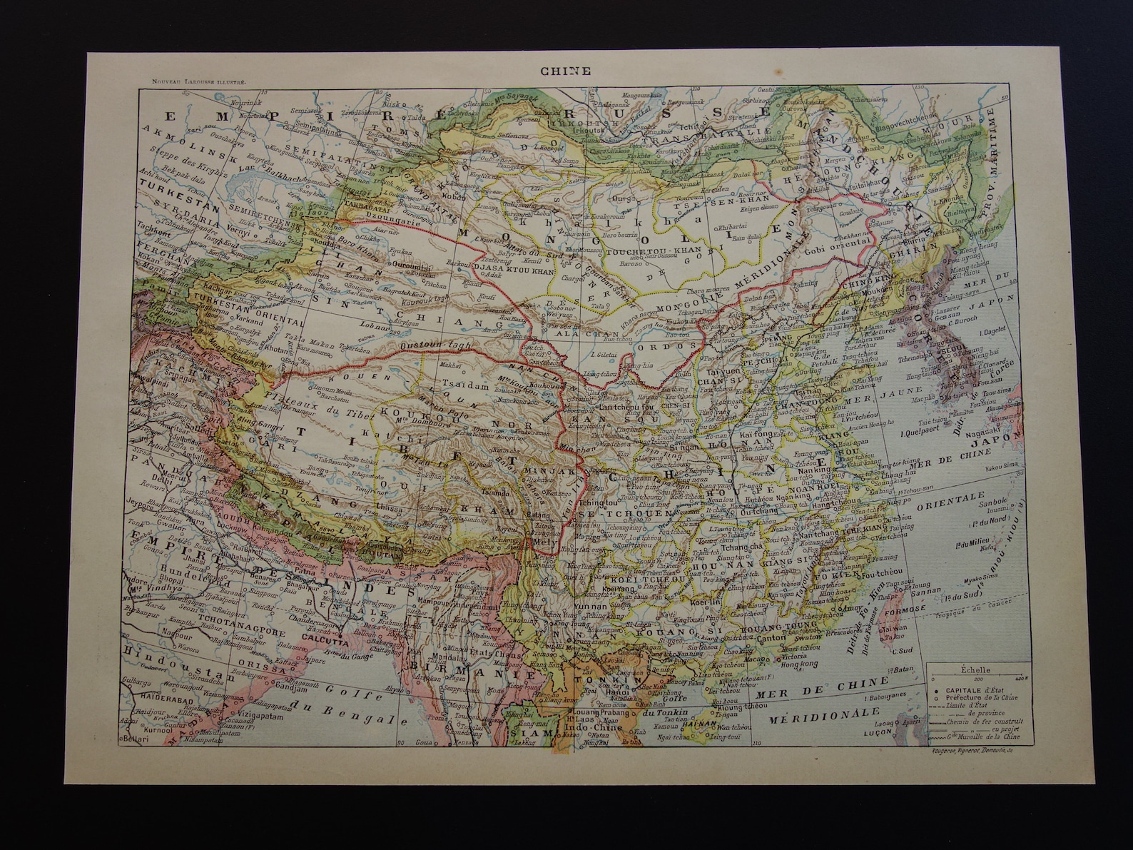 CHINA Old Map of China Original 1902 Antique French Print | Etsy