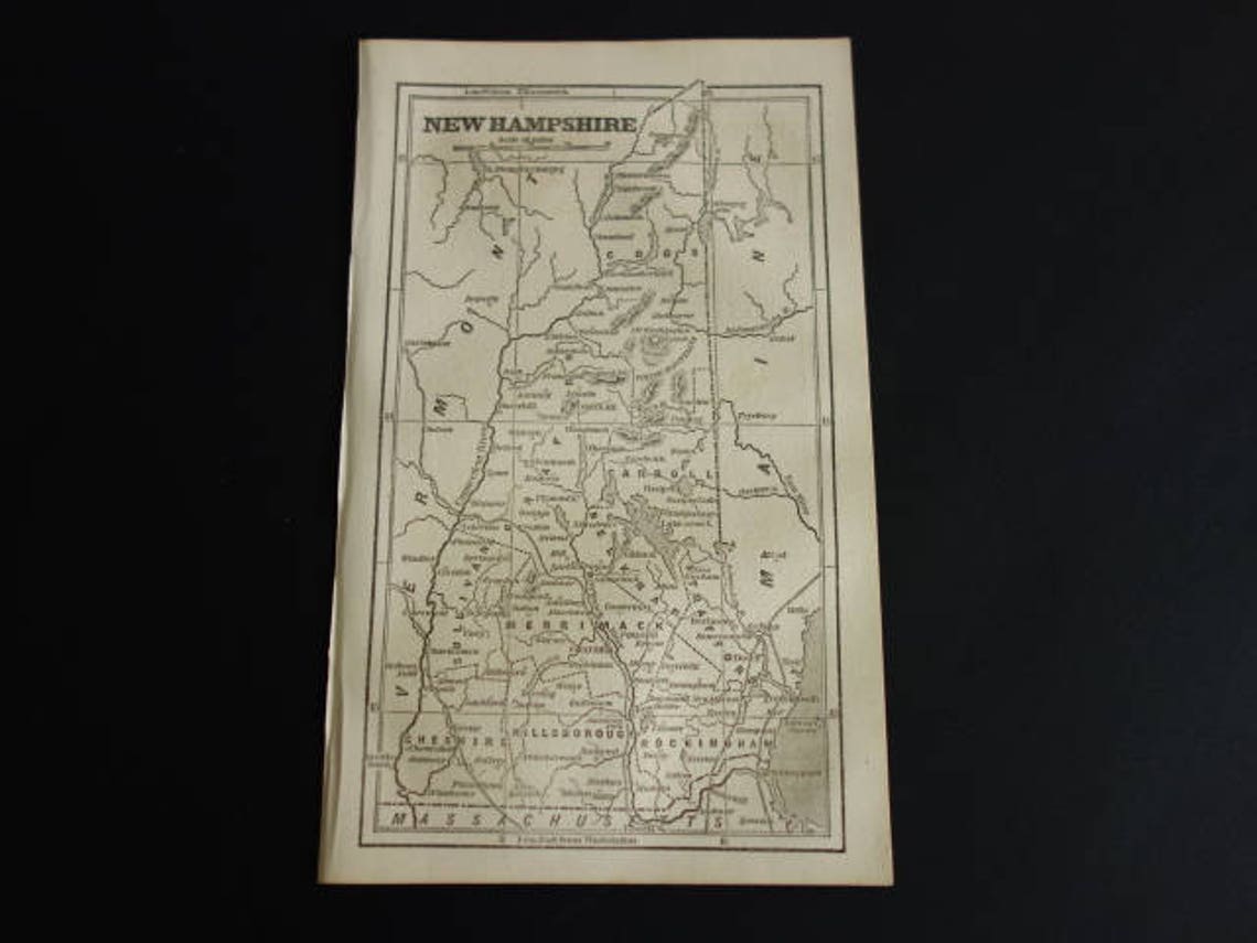 165 years old map of New Hampshire original antique print | Etsy