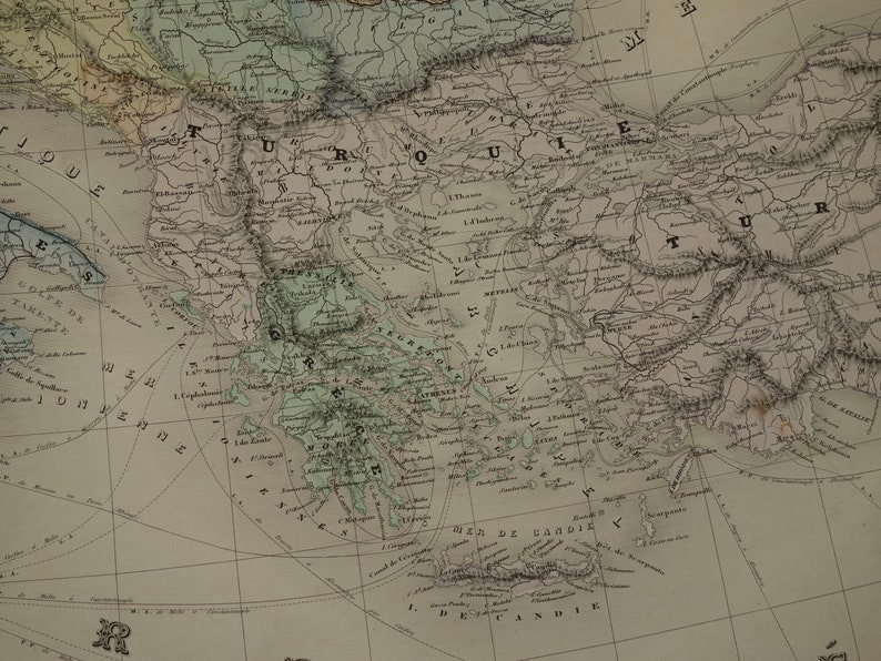 MEDITERRANEAN SEA Old Map Large 1880 Original Antique Poster - Etsy