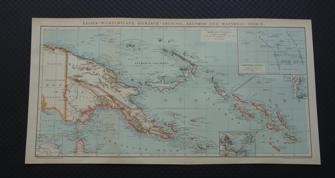 1900 NEW GUINEA Old Map of Papua NG Original Antique Print About ...