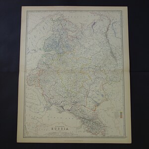 RUSSIA Large Antique Map of European R. Original 1878 Vintage - Etsy