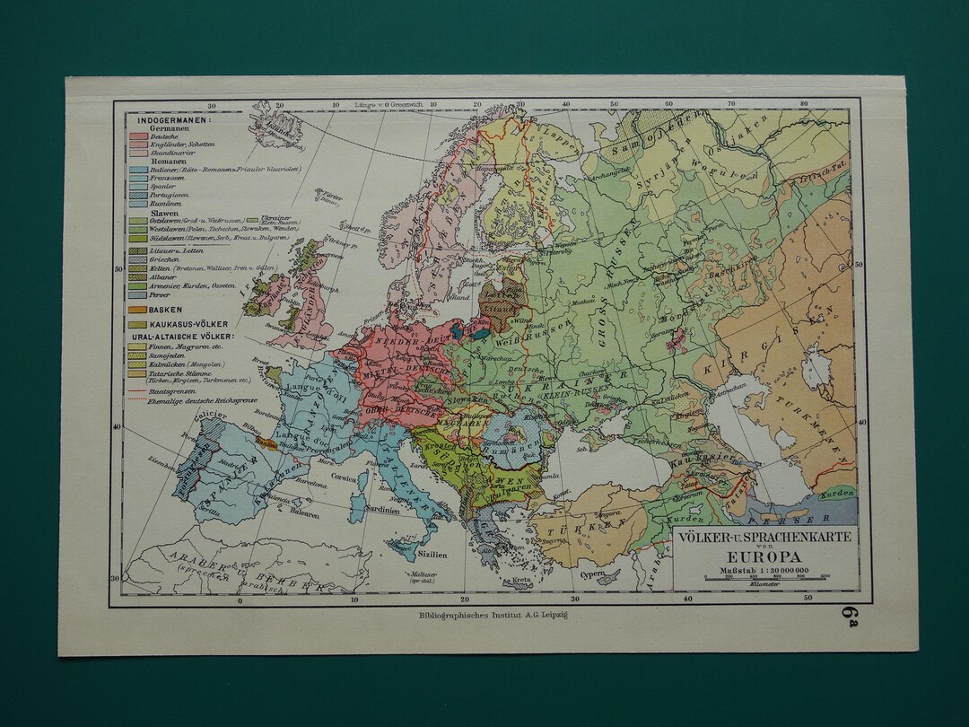 Old Language Map of Europe Vintage Linguistics and Ethnology ...