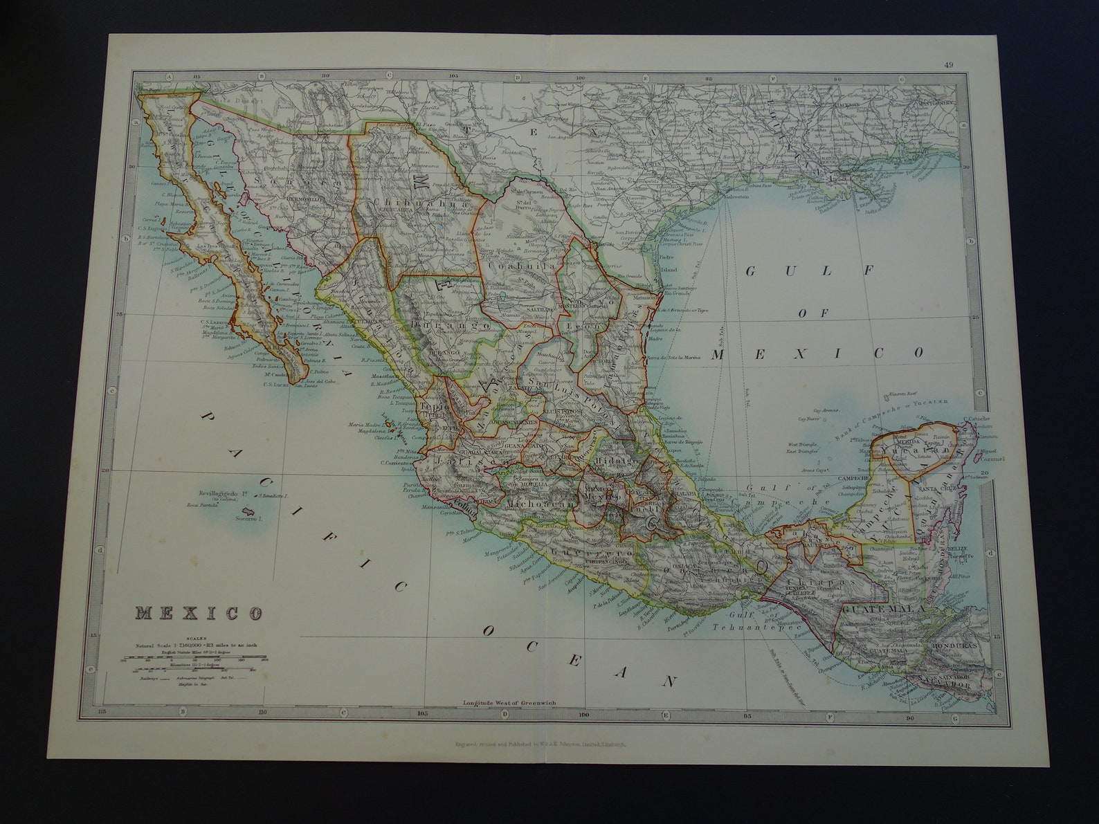 LARGE old map of Mexico Original 1921 vintage poster of Mexico | Etsy