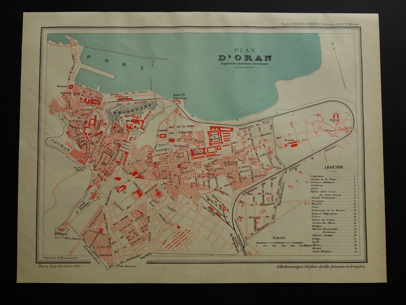 ORAN Old Map of Oran Algeria 1896 Original Antique City Plan - Etsy