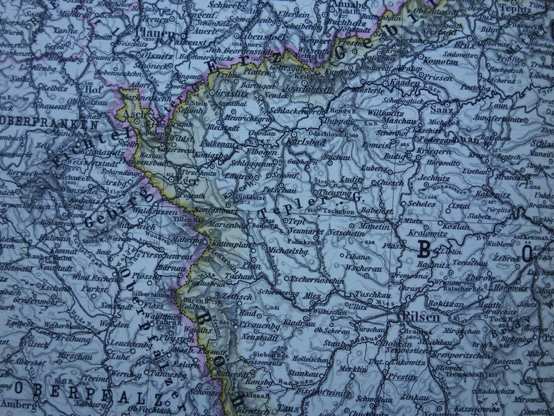 CZECHIA Old Map of Bohemia Moravia 1882 Large Original Antique Print ...