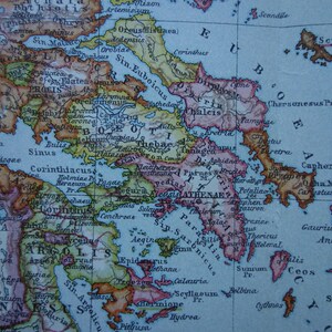 1917 GREECE Old Map of Greece in Antiquity - Original Detailed Dutch ...