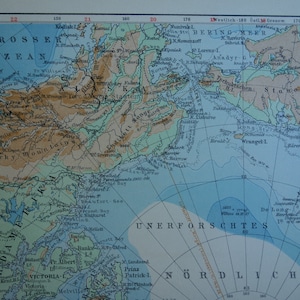 ARCTIC Old Map of Arctic Region 1928 Detailed Antique Print About Polar ...