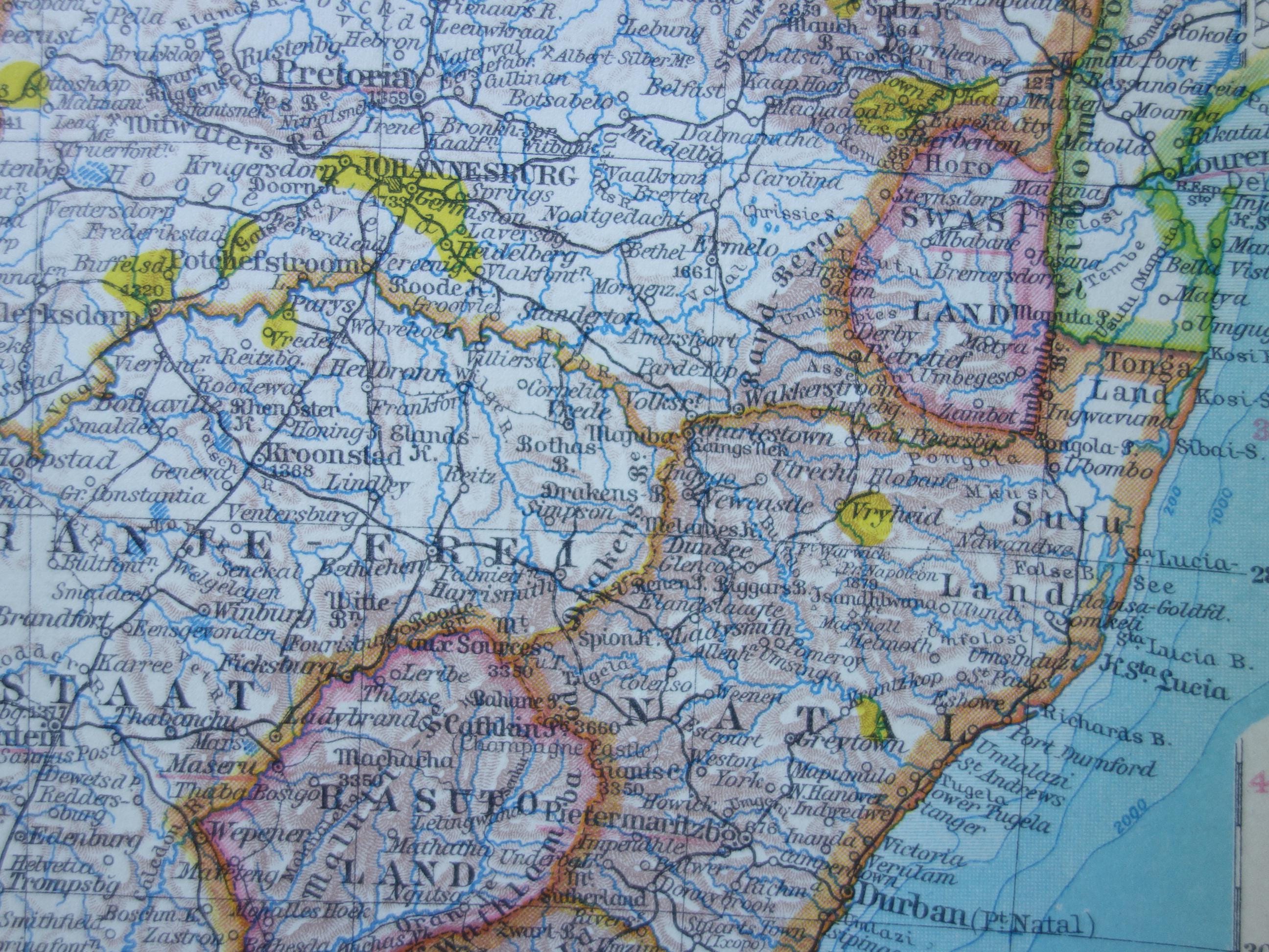 Old Map of South Africa 1928 Original Vintage Print About Namibia ...