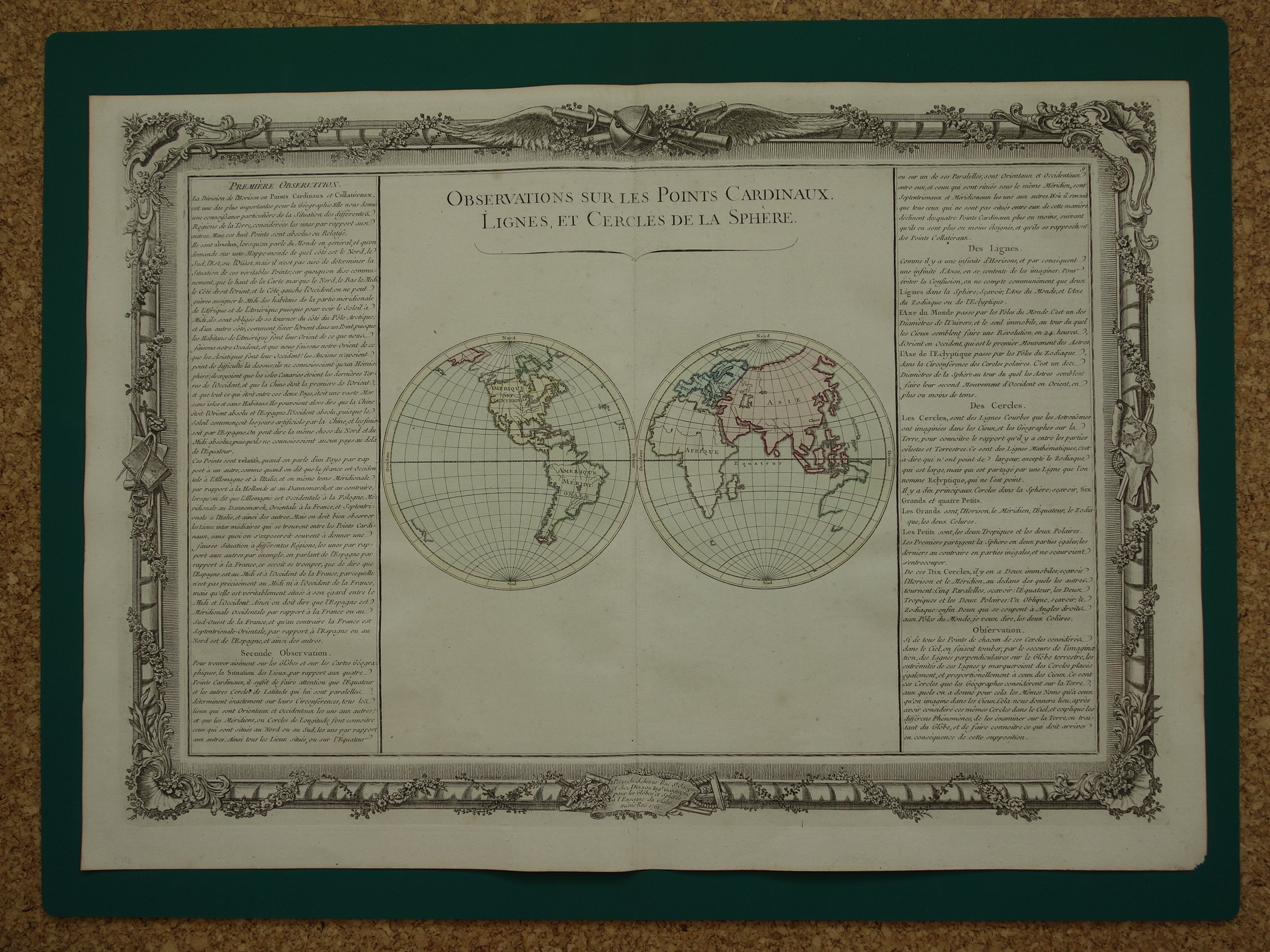 260+ Years Old World Map Large Original Antique Geography Print Double ...